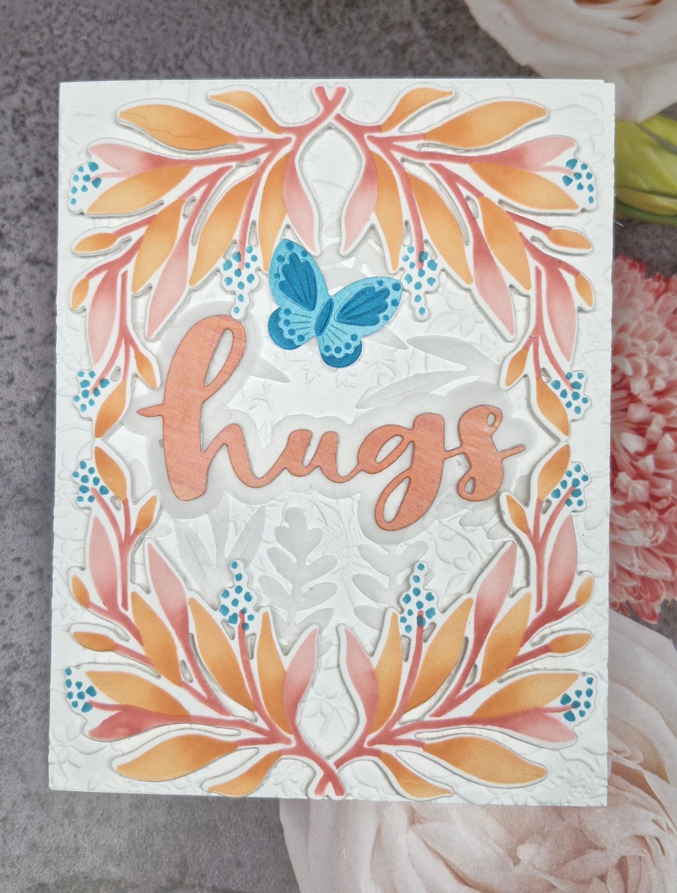 Hugs Leafy Frame – loopyloocards